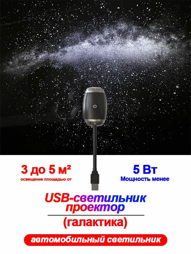 USB-проектор звездного неба — LED-проектор для авто и дома, 4 варианта узоров, регулировка фокуса, стеклянный объектив