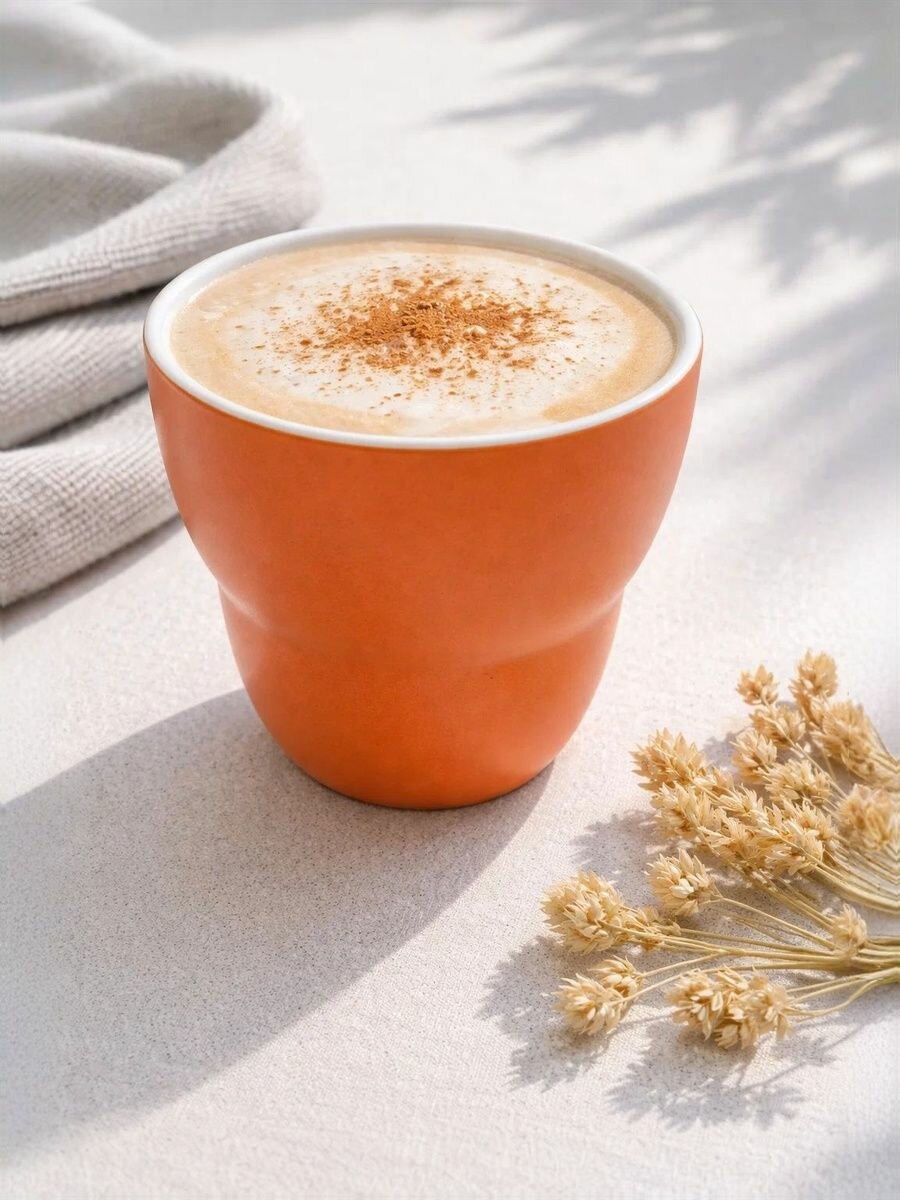 Чашка, кружка оранжевая без ручки "Barista" 1 шт, 250 мл. Стакан для кофе, капучино, чая, коктейлей, фарфор.