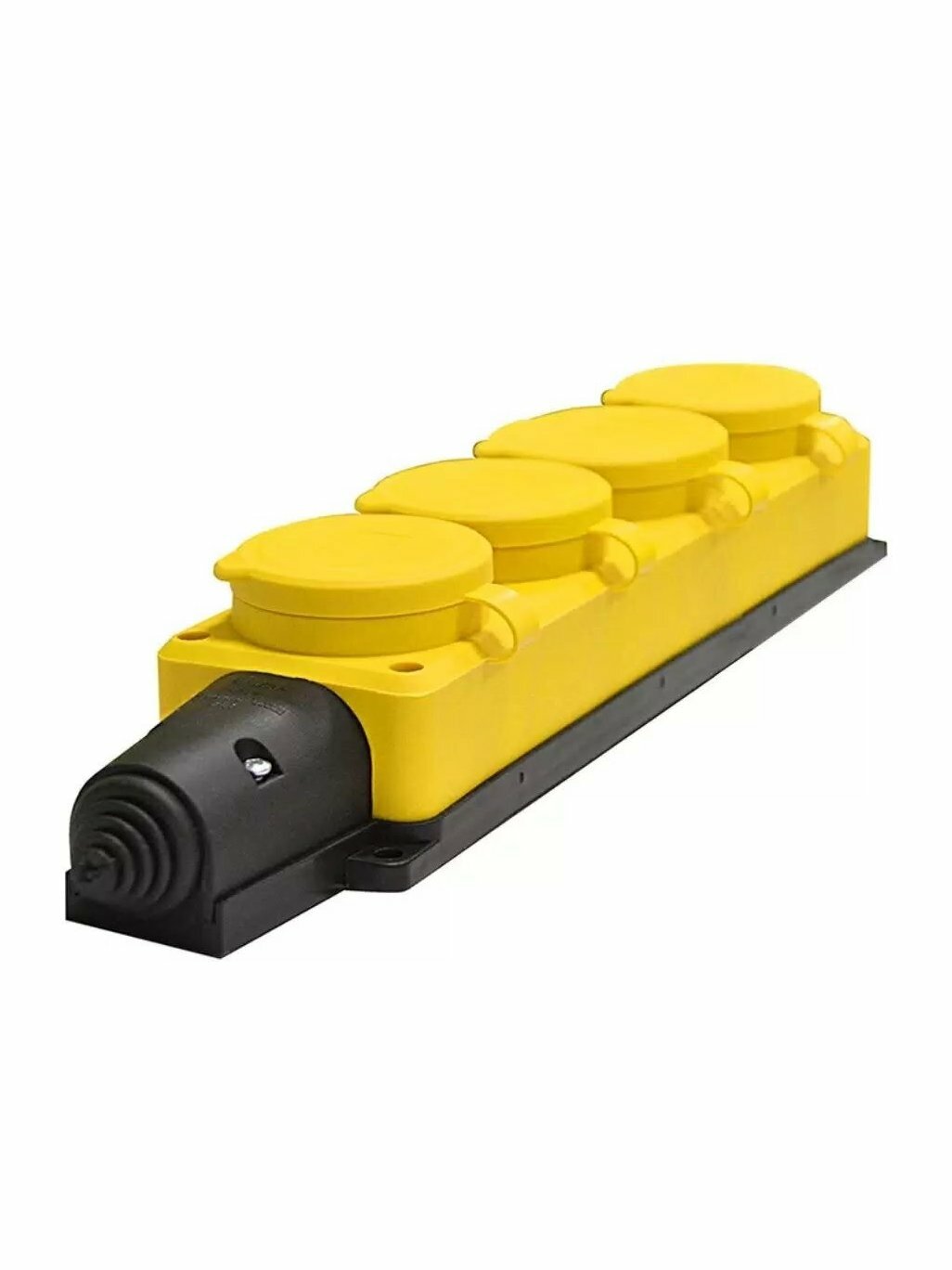Колодка розеточная UNIVersal 3084, 4 гнезда, с заземлением, 16А, 250В, IP44, каучук, желтая, для удлинителя, Россия