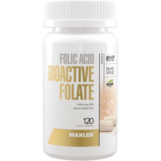 БАД Maxler Folic Acid Bioactive Folate Фолиевая кислота 120 кап.