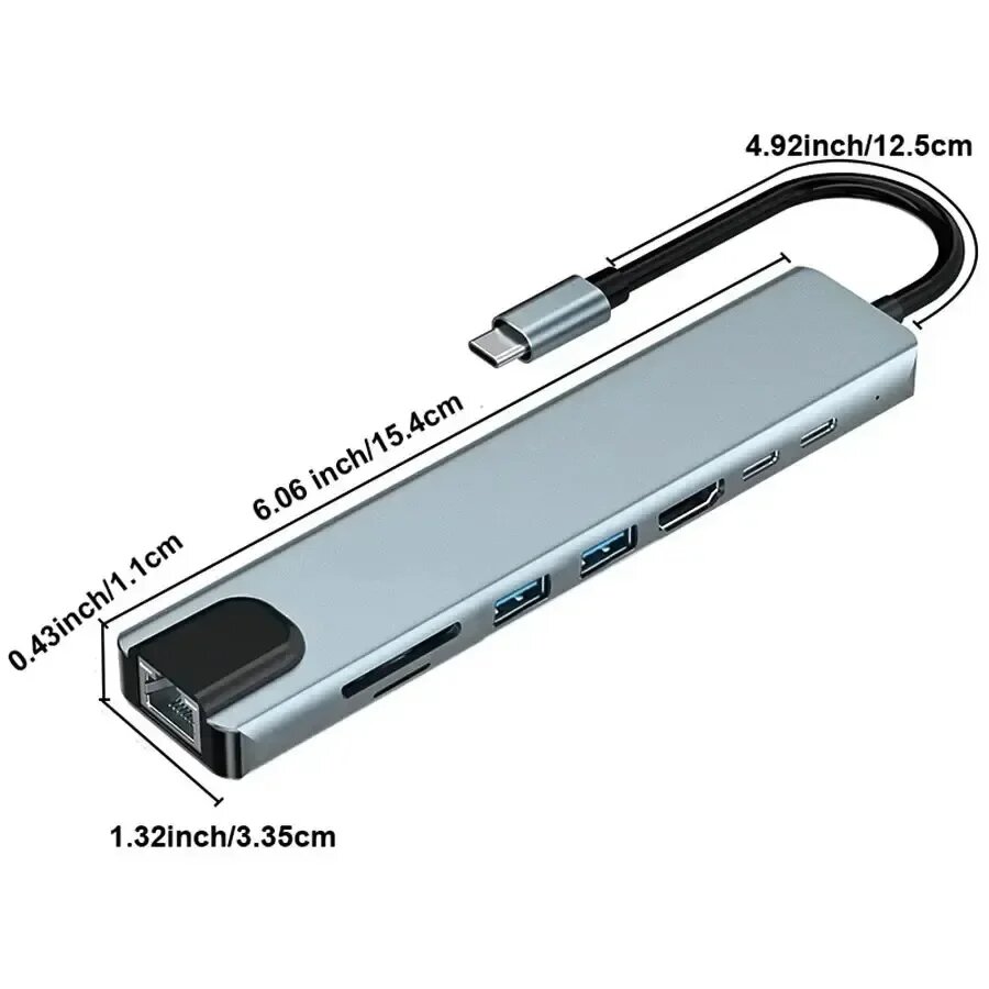 USB-C док-станция 8 в 1 для MacBook и iPhone