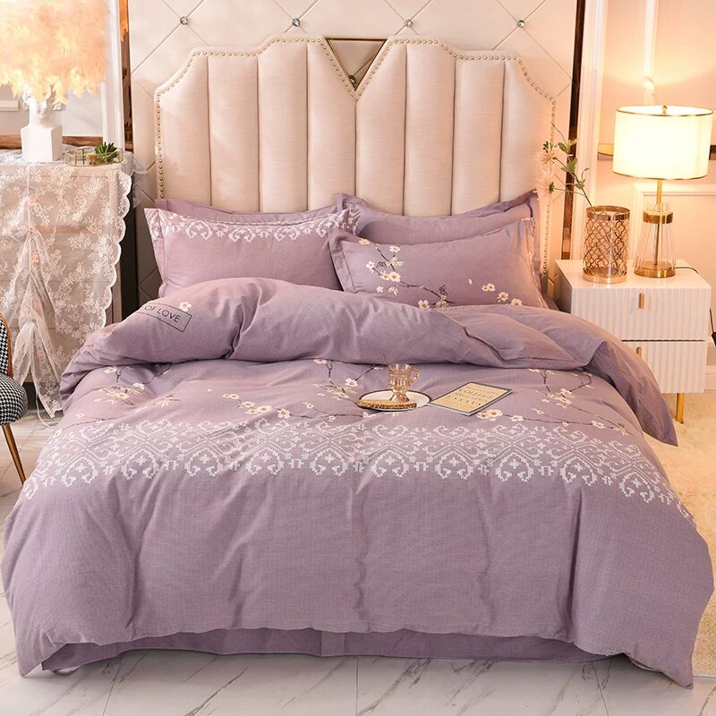 Комплект постельного белья Crystal Home Textiles из 100% чистого хлопка, утолщенный, с начесом, четыре предмета: