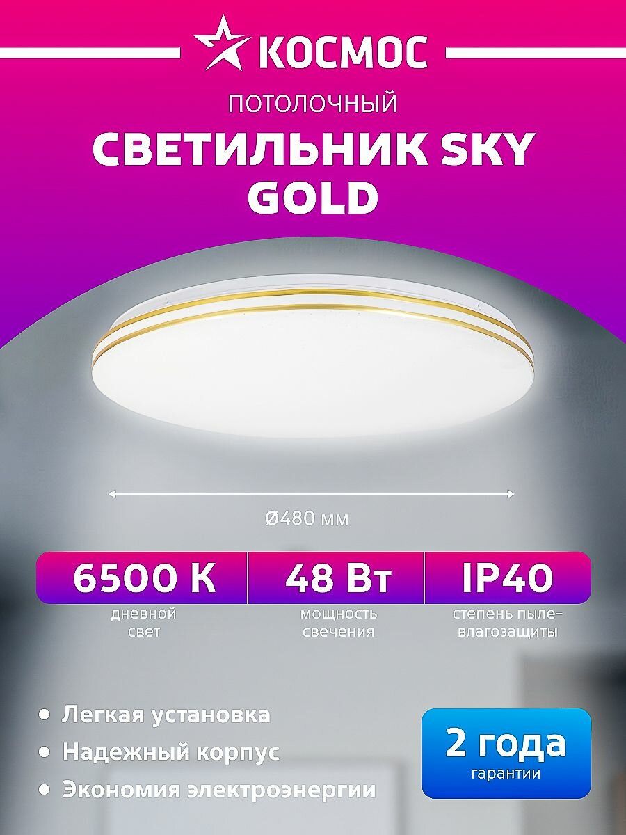 Светильник потолочный светодиодный круглый 48Вт 230В 6500K