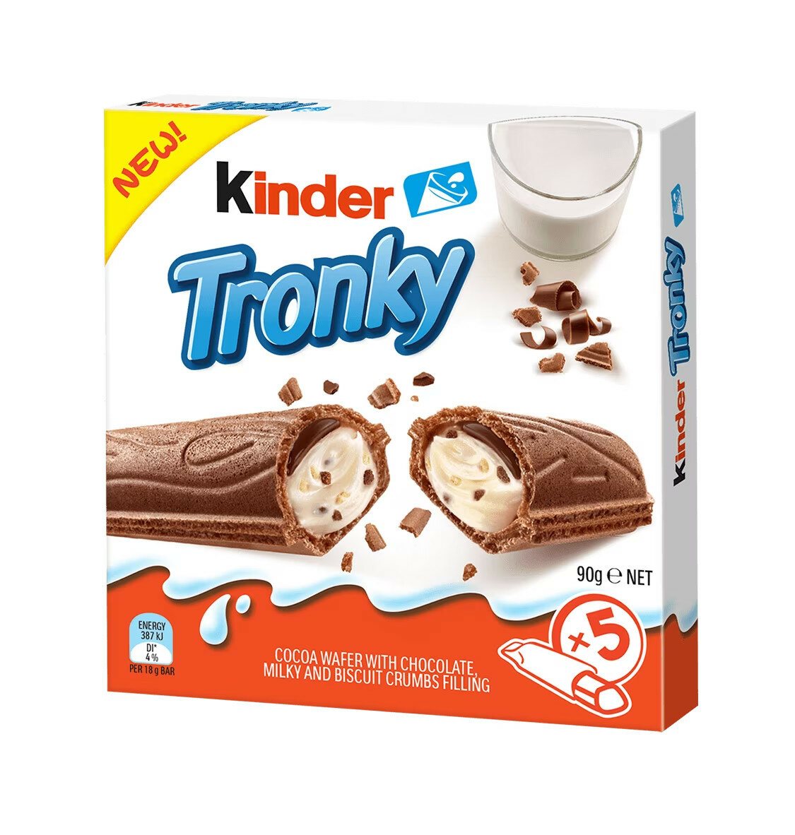Печенье Kinder Tronky с шоколадной прослойкой и молочной начинкой с бисквитной крошкой, 90 гр. (Италия)