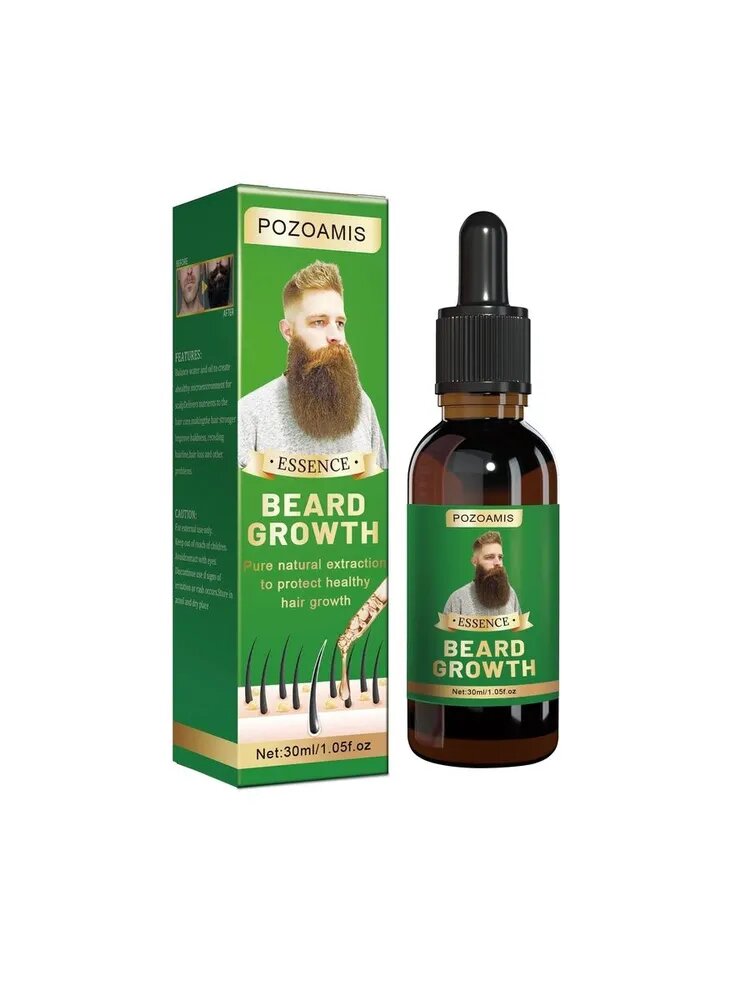 Масло для бороды POZOAМIS Essence Beard Growth, 30 мл для роста бороды и усов