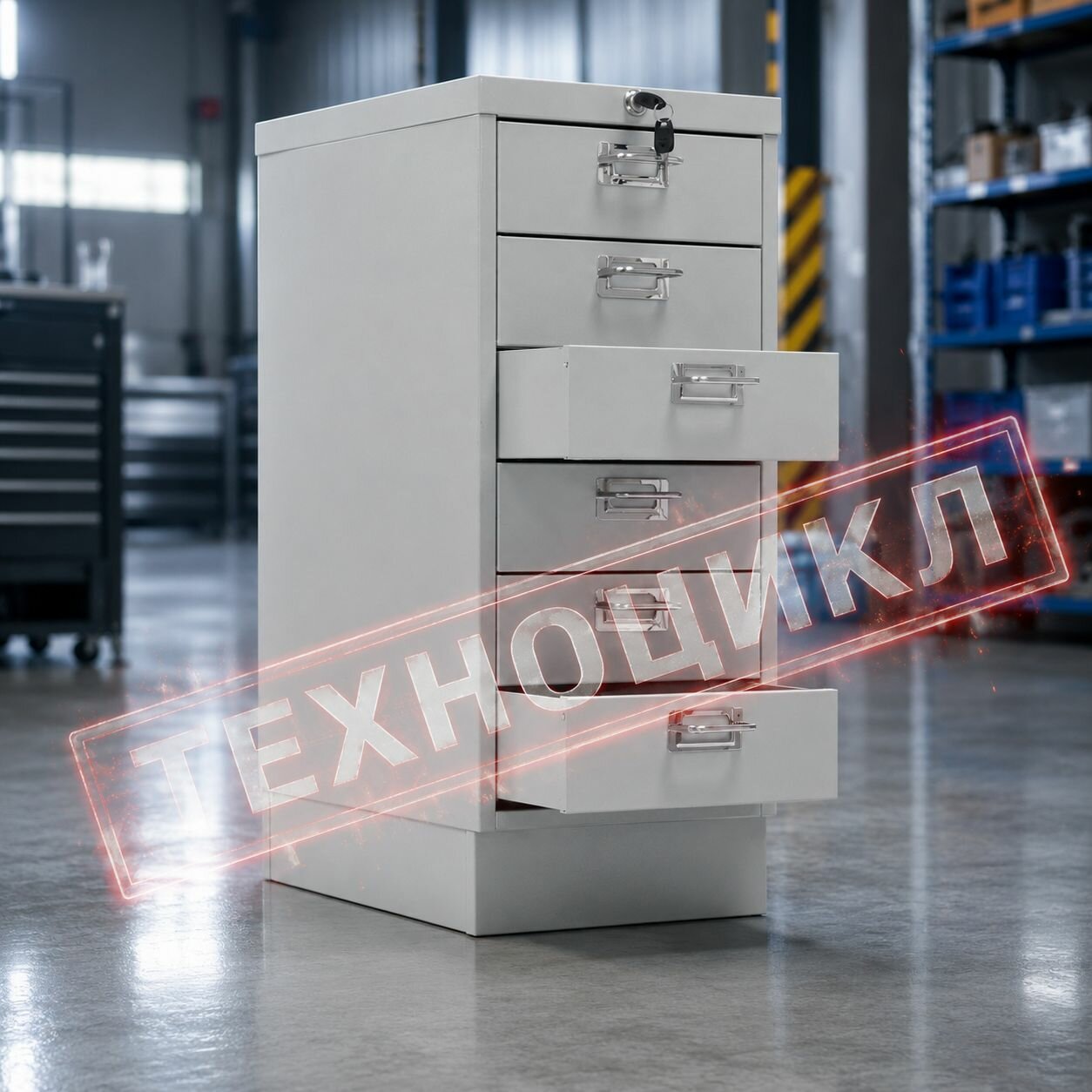 Шкаф многоящичный картотечный, ТЦК-КТ-079, формат А4, 6 ящиков, 650х277х405 мм, серый RAL 7035, техноцикл