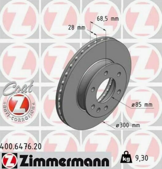 400.6476.20 Диск тормозной MB 06- перед. вент. Coat Z