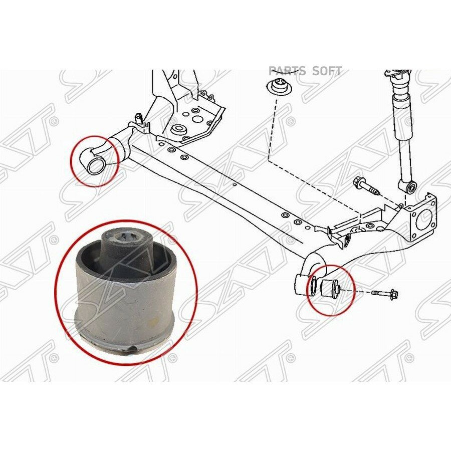 Сайлентблок балки Mazda Demio 07-14 / 2 07-15 от официального дистрибьютора, SAT, артикул STD65128460