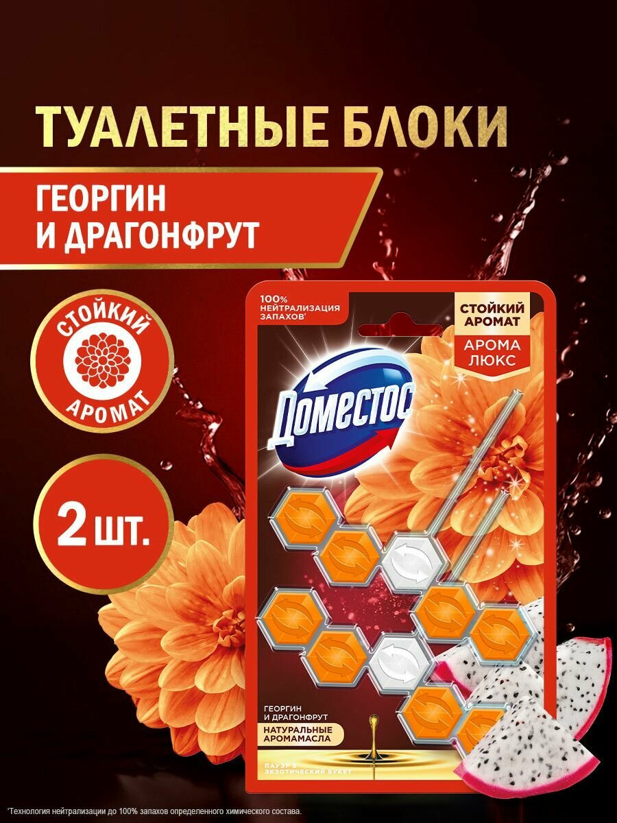 Арома Люкс Дуо арома-блок для очищения унитаза Экзотический букет, блокировка неприятного запаха 2 х 50 г aromablock для унитаза блокировка запаха туалетный ароматизатор