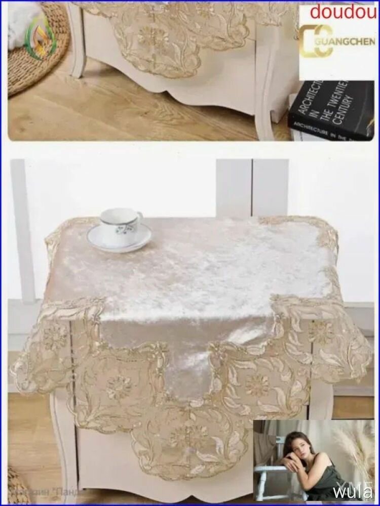 Скатерть Prima Велюр искусственный 120x120 см с цветочным узором для дома