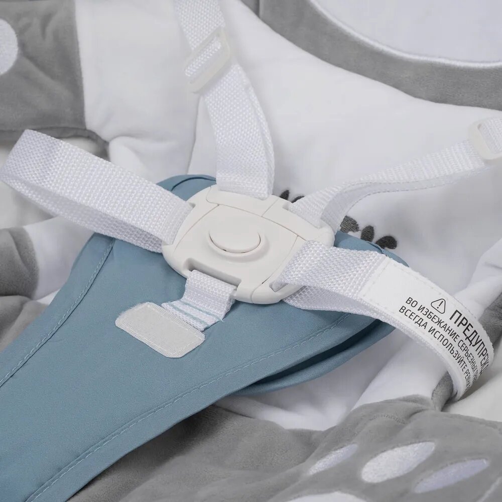 Электрокачели шезлонг для новорожденных Indigo Teddy PL606 с музыкальным мобилем и пультом управления, серый