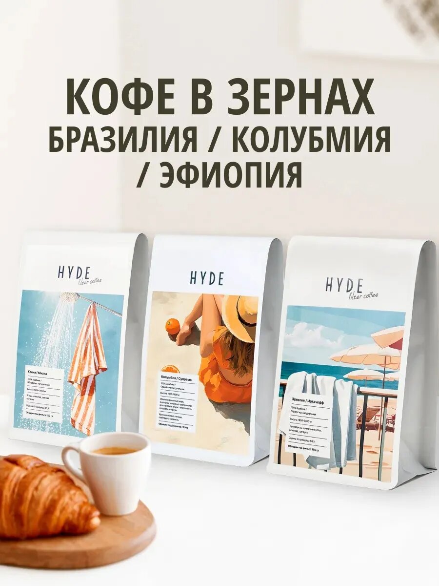 Набор кофе зерно микс по 250 г Бразилия, Колумбия, Эфиопия