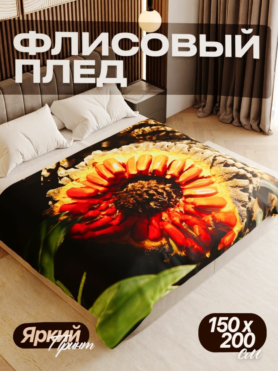 Плед флисовый 150х200 см мягкий теплый покрывало для дома