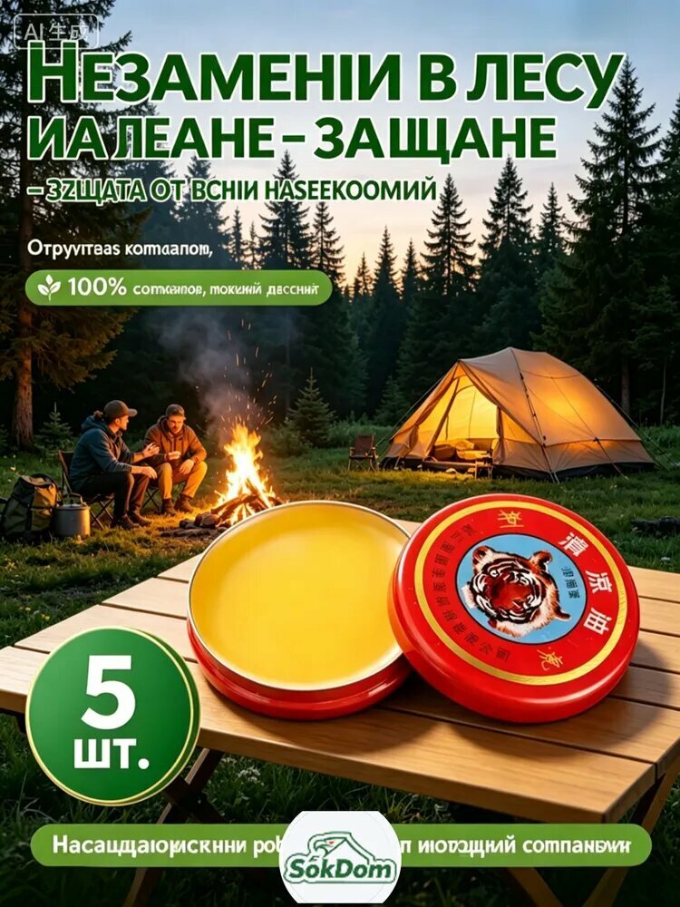 Твердая мазь Tiger Balm 5 штук, облегчает укусов комаров, симптомы простуды, гриппа и головную боль