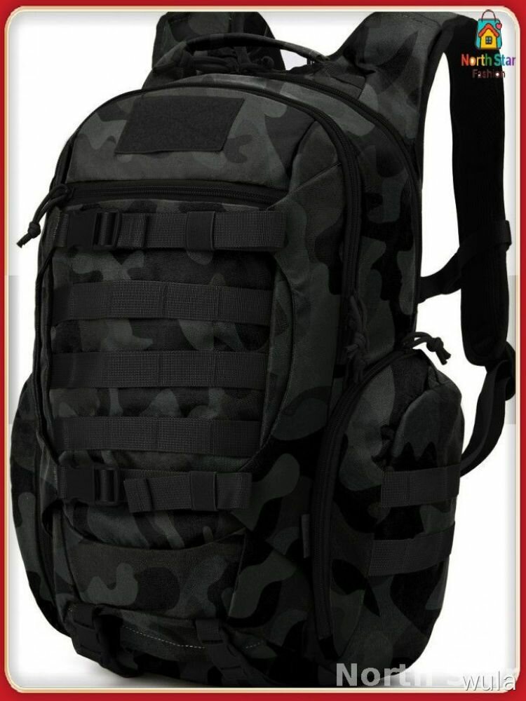 Тактический рюкзак North Star Fashion черный камуфляж с молли, 45л, для outdoors, путешествий