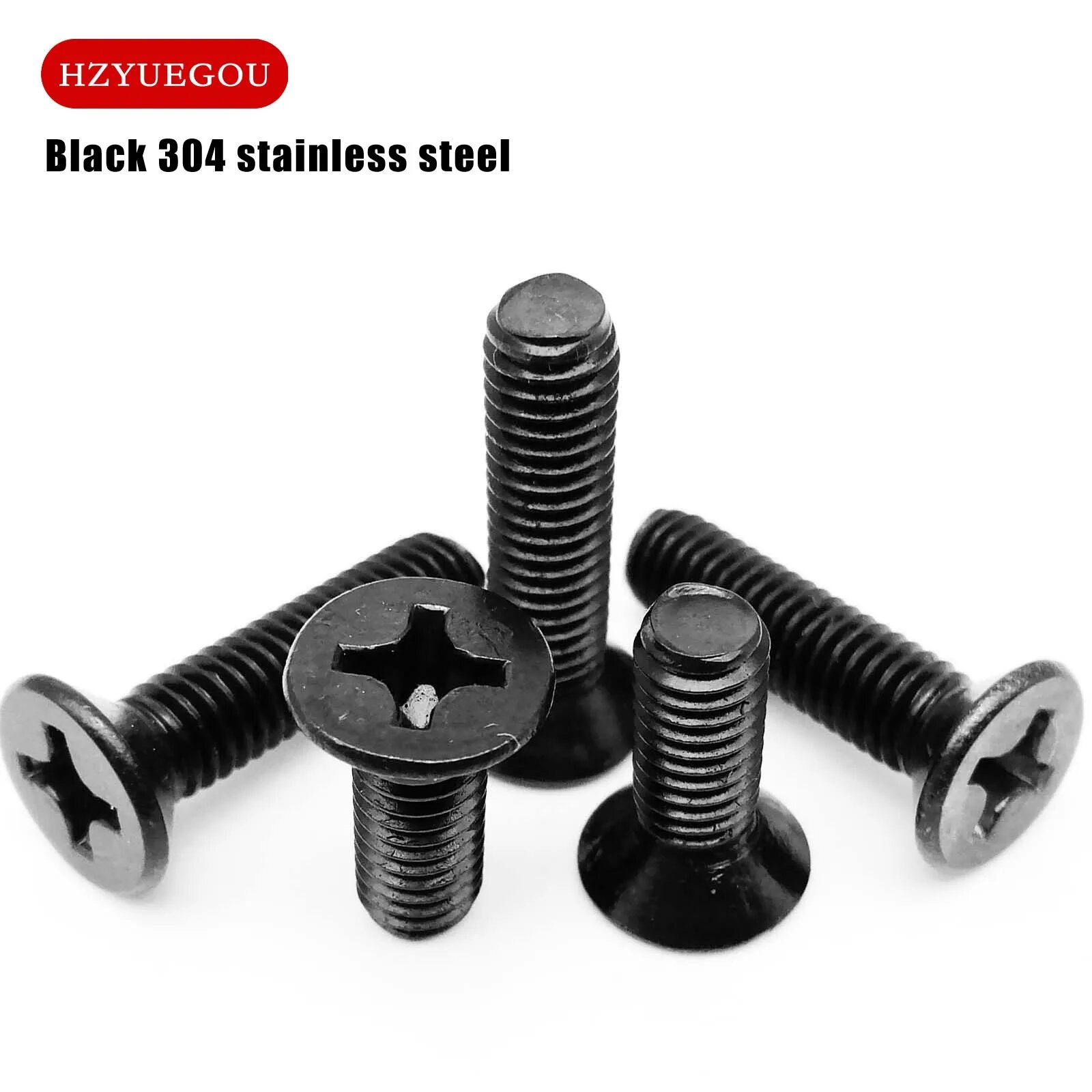 Черные винты HZYUEGOU из нержавеющей стали M1.6-M10 50pcs M2, 10mm