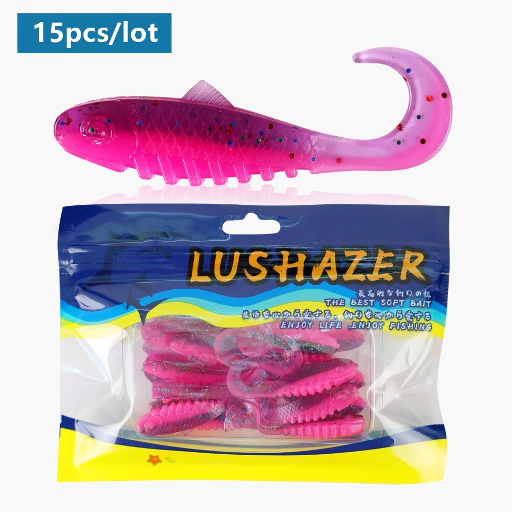 LUSHAZER 15 шт. силиконовые приманки розовый, цвет A