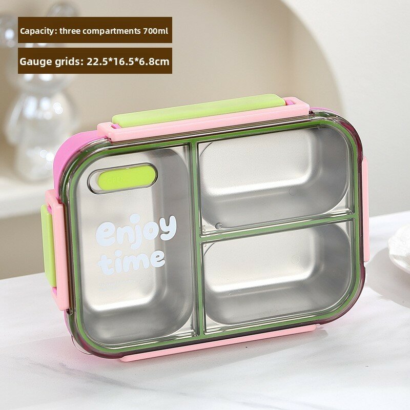 Premium stainless steel lunchbox with divided design for adults and students 700ml green