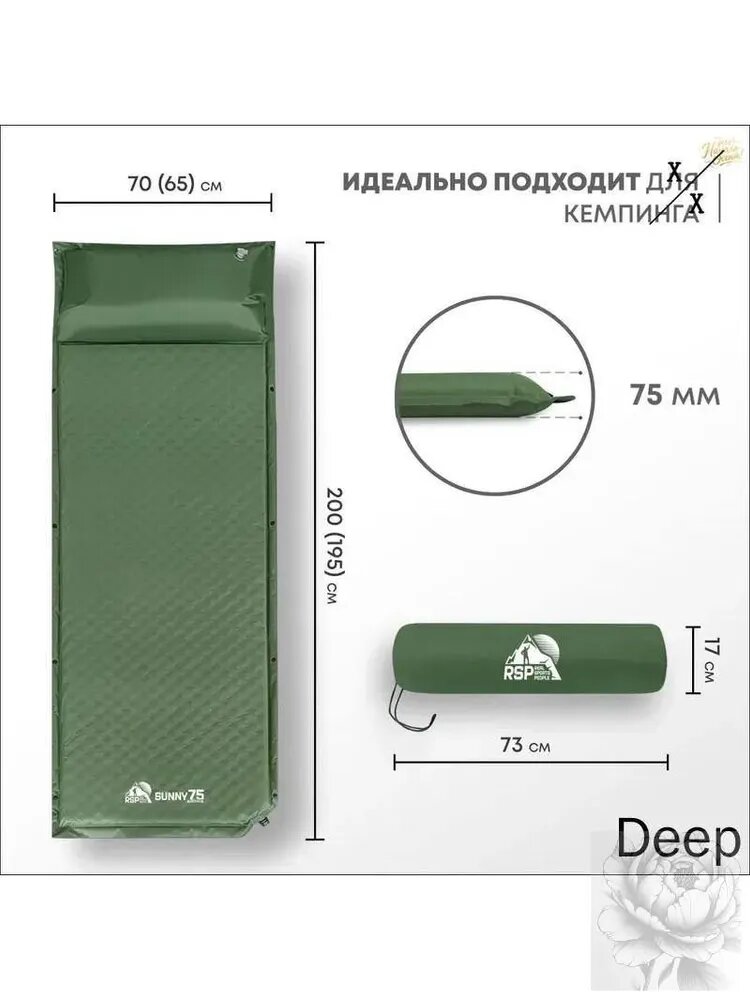 Самонадувающийся коврик с подушкой RSP SUNNY 75