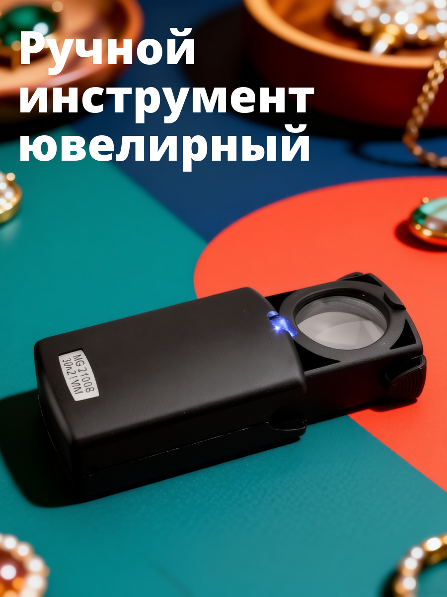 Переносной 30X21мм Складной Освещенный Ювелирный Увеличительный Стандартный Размер 54x35x24 Мм