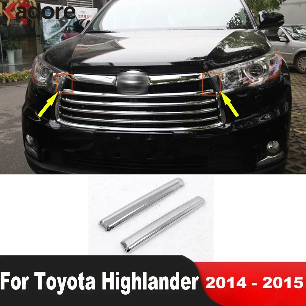 Накладка на переднюю центральную решетку радиатора для Toyota Highlander Kluger 2014-2015, хромированная, для тюнинга автомобиля, аксессуары