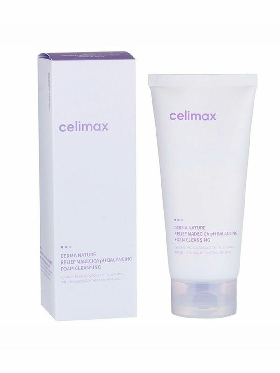 Celimax Слабокислотная очищающая пенка для умывания лица Derma Nature Relief Madecica pH Balancing Foam Cleansing 150 мл.