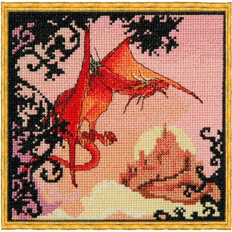 Набор для вышивания NIMUE "Dragon Rouge", канва, мулине