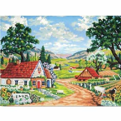 Канва Grafitec "Милая деревушка", ткань с рисунком, серия 10,000, 50х40 см