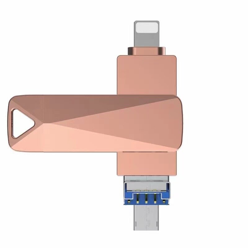 Металлический флеш-накопитель Type-C USB 3.0 для iPhone и Android, 128 ГБ, Розовое золото