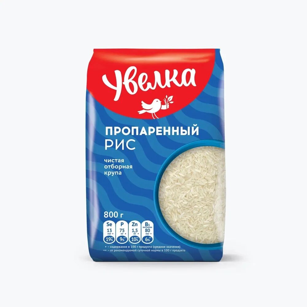 Рис Увелка, длиннозерный, пропаренный, 800 г