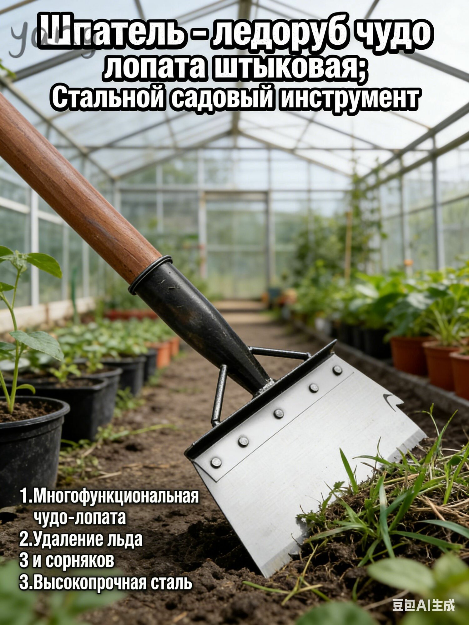 Садовый скребок. лопата шпатель скребок/Лопата садовая из нержавеющей стали, многофункциональная без ручки д
