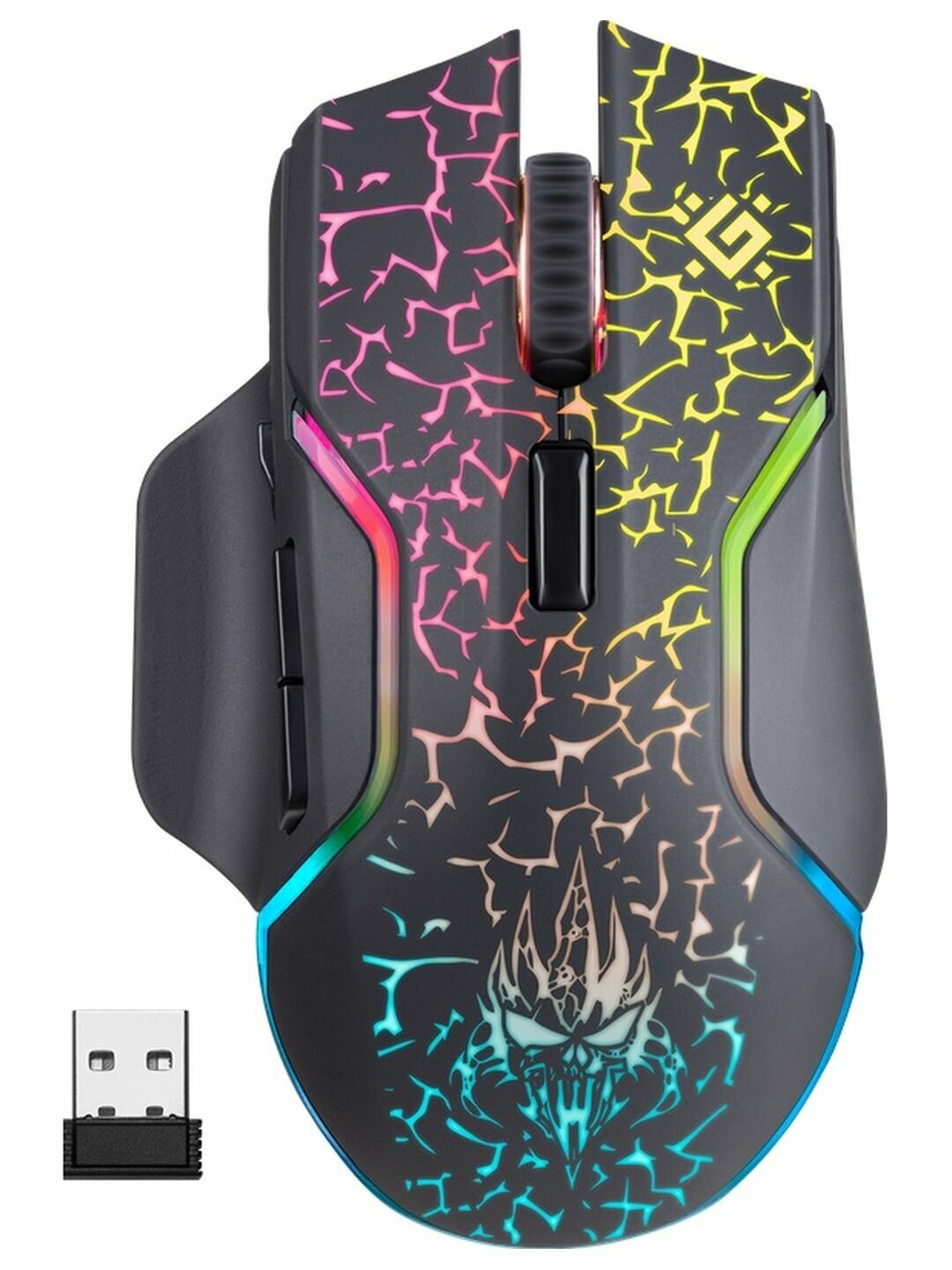 Мышь игровая DEFENDER Oneshot GM-067, беспроводная, с подсветкой, 7D, 300 мАч, 3200 dpi, черный