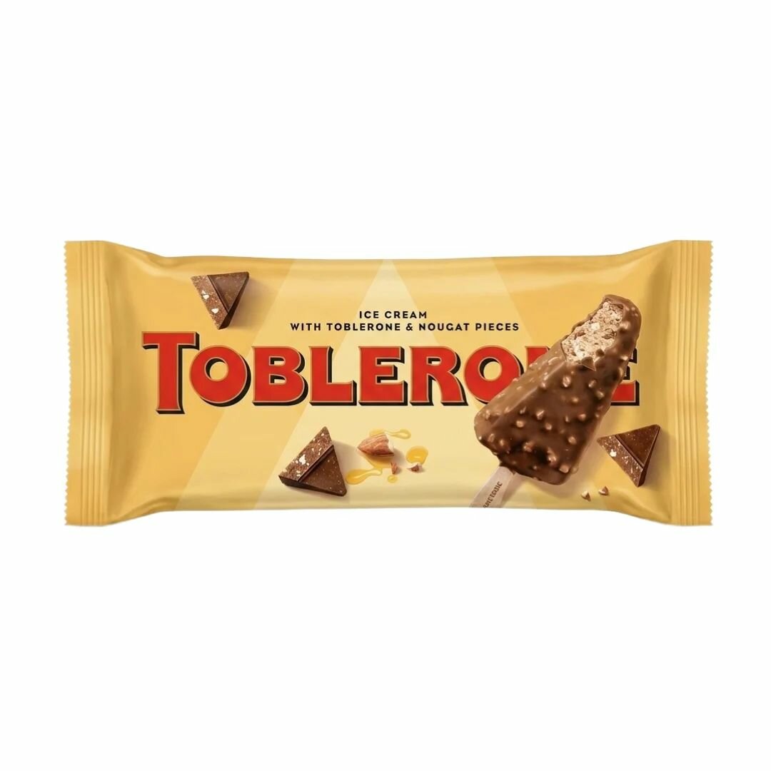 Мороженое эскимо Toblerone шоколадно-медовое с кусочками шоколада и медово-миндальной нугой, 65 г