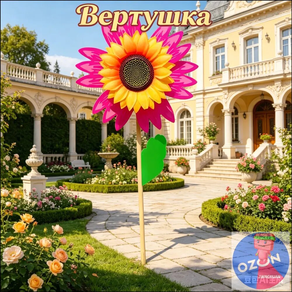 Красочная ветряная мельница подсолнечника