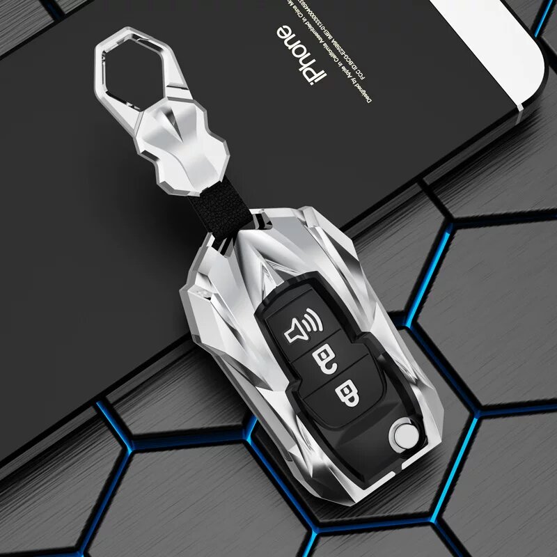 Чехол для ключей Shanghai Tongyue D90PRO - Модель Е с улучшенными ночными кнопками, светло-серебристый с