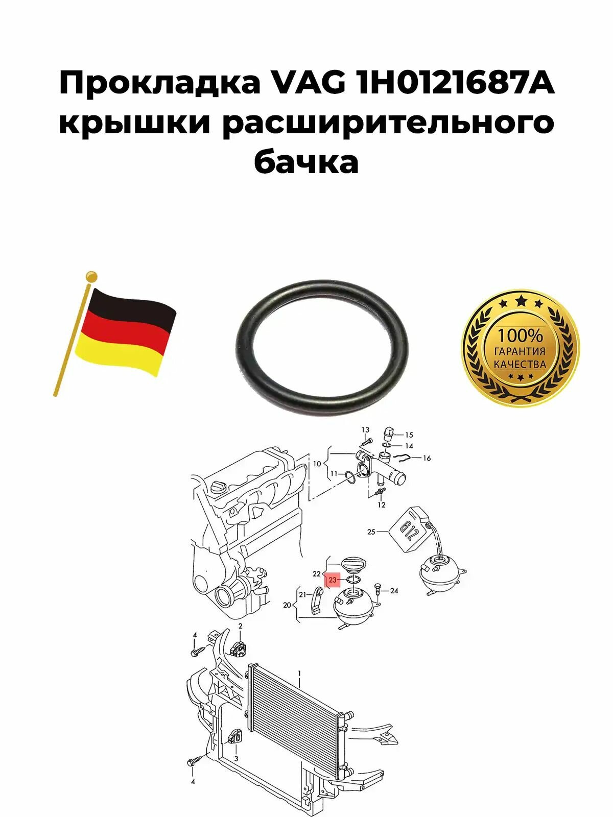 Прокладка VAG 1H0121687A крышки расширительного бачка