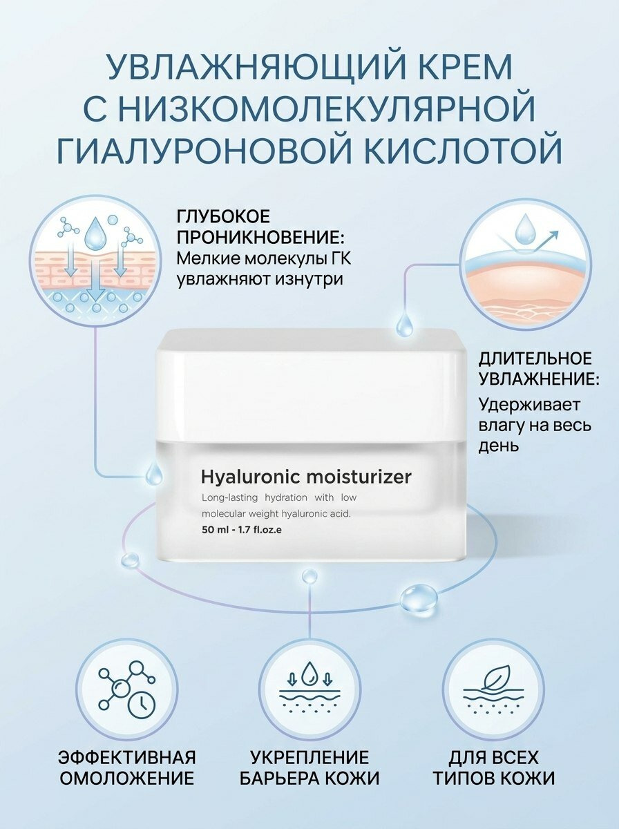 Fusion Meso Hyaluronic Moisturizer Увлажняющий крем с низкомолекулярной гиалуроновой кислотой, 50 мл
