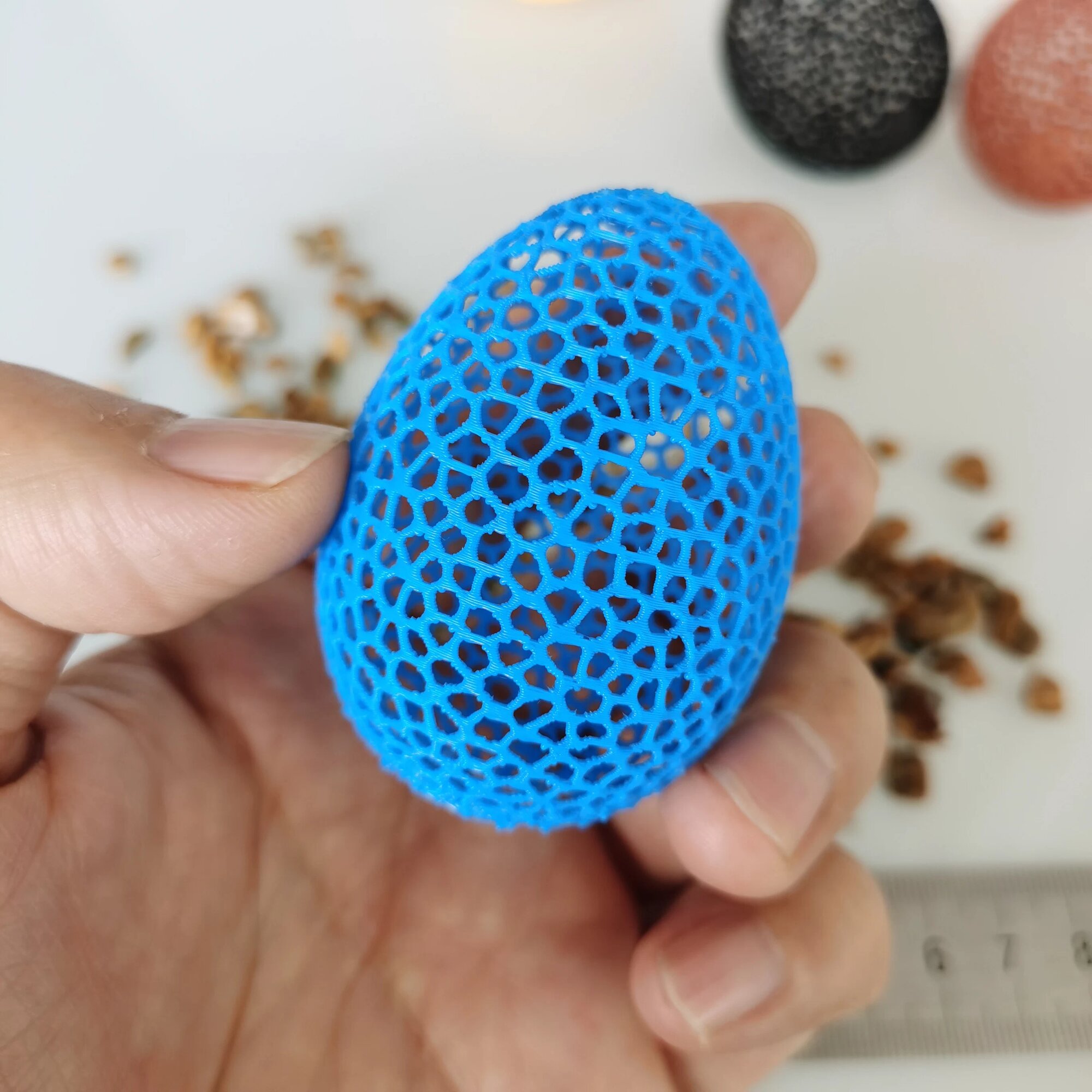 3D-печатная пустотелая яйцо для аквариума - небесно-голубой, малый размер (размер яйца), укрытие для рыб и креветок,