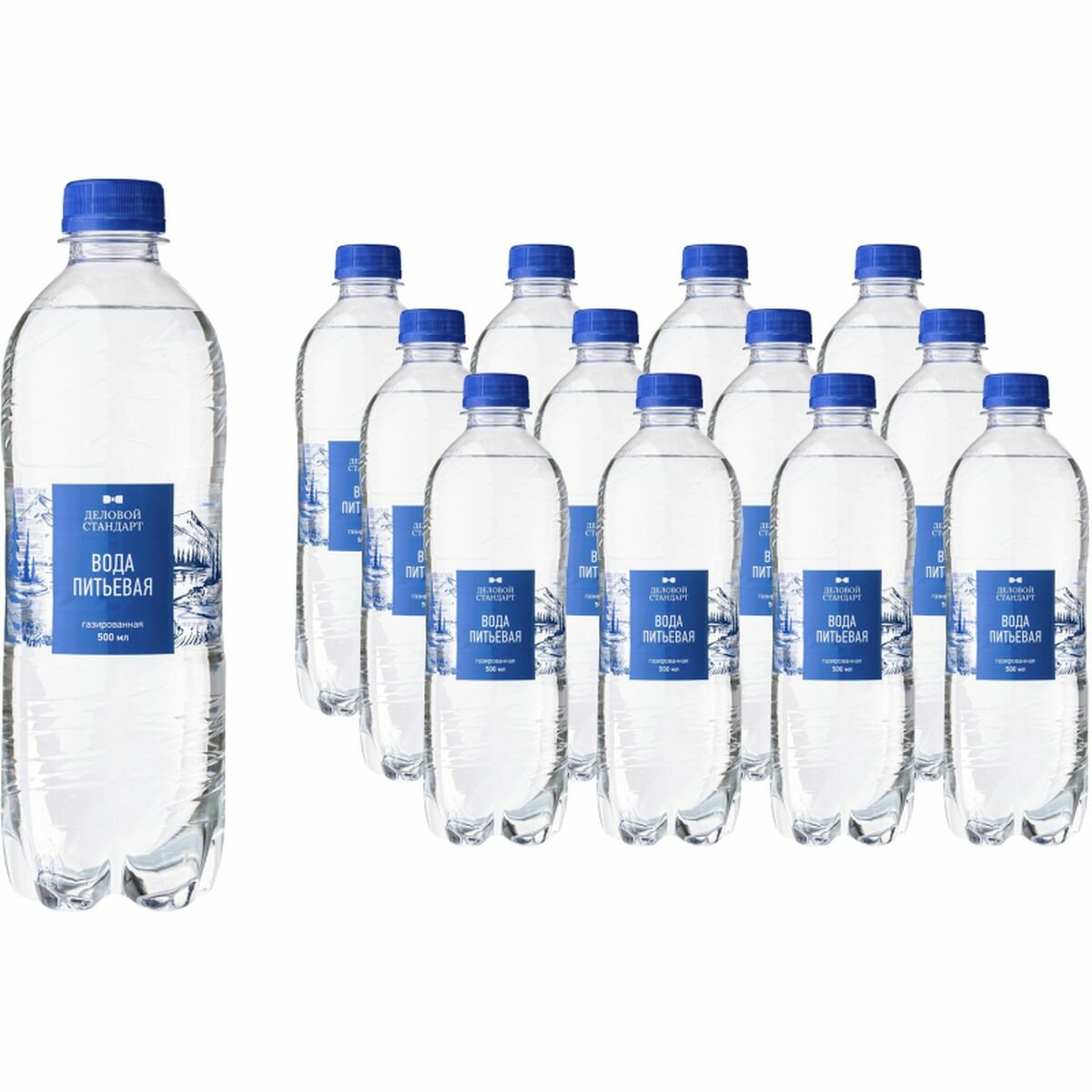Вода питьевая Деловой Стандарт газированная 0,5л (1984280), 12шт.