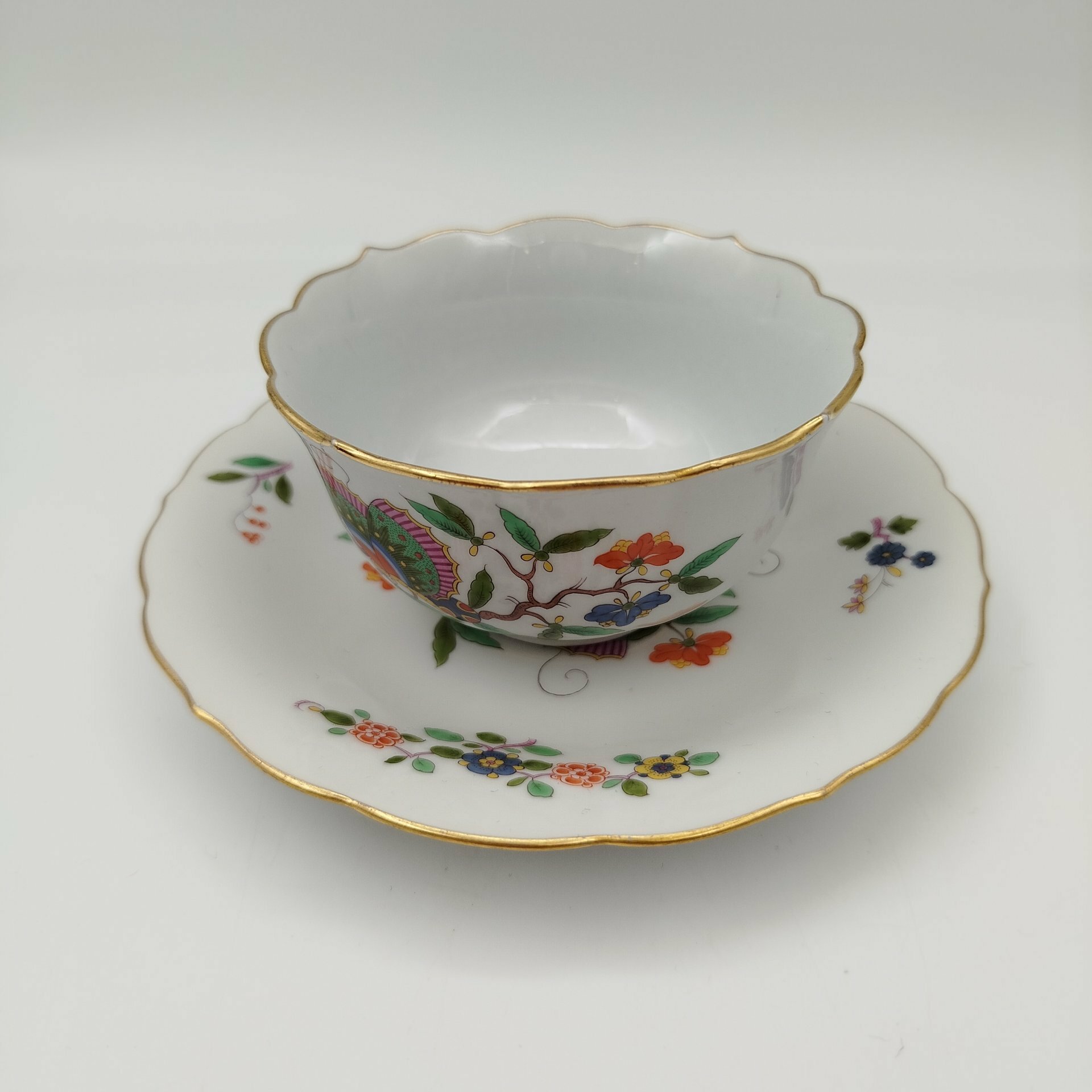 Пара чайная "Butterfly" (Бабочка), Meissen (Мейсенский фарфор), фарфор, роспись, золочение