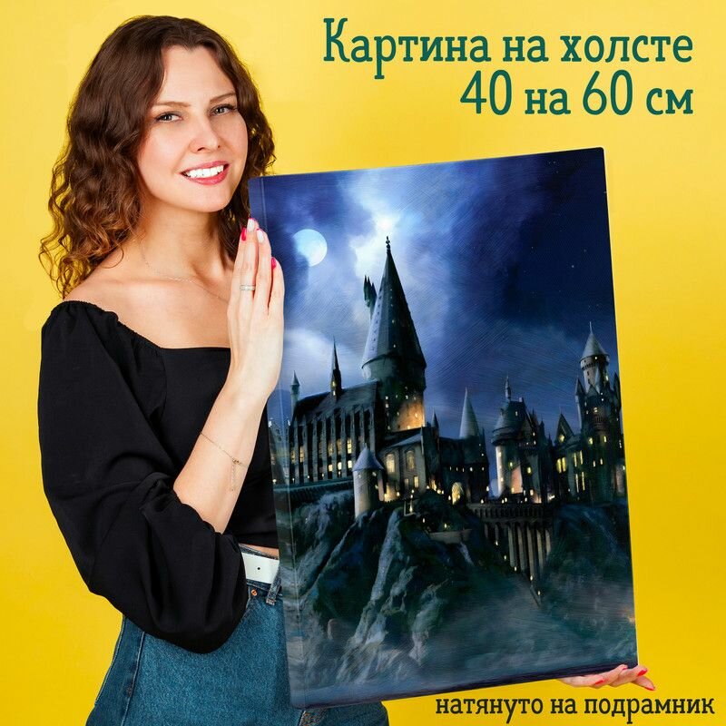Большая картина интерьерная постер на холсте на стену 60 на 40 см постер гарри поттер - ночной хогвартс