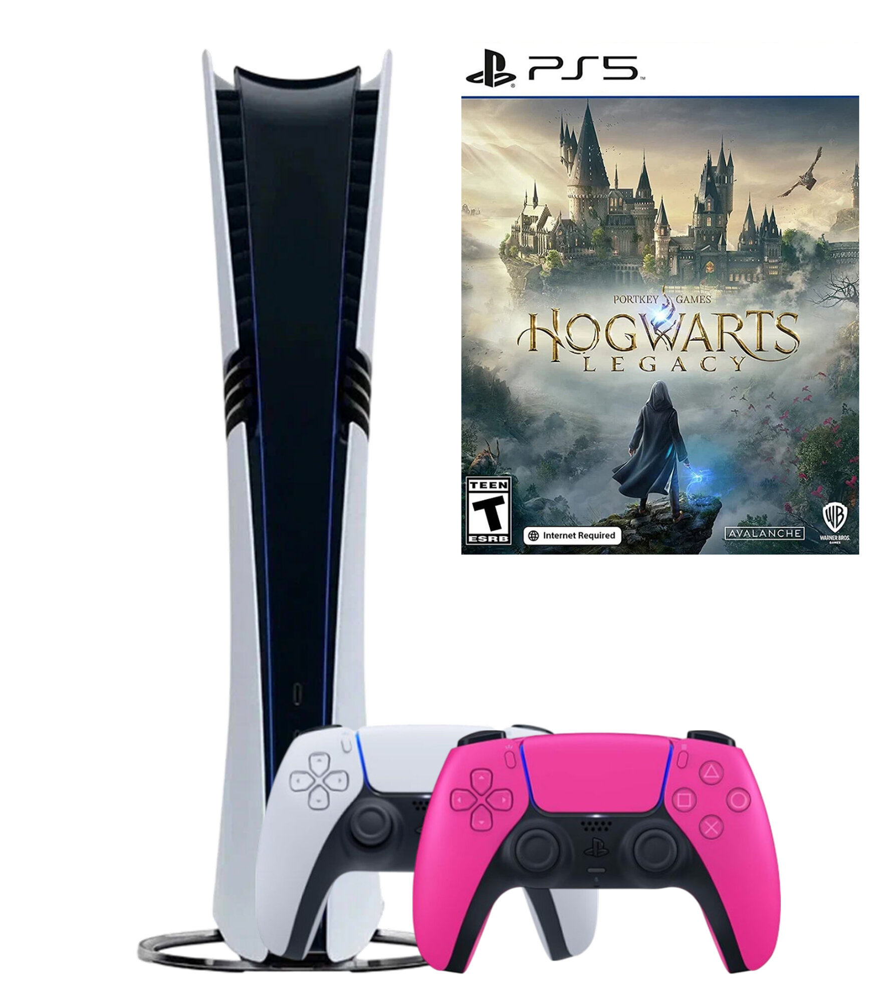 Игровая приставка PlayStation 5 Pro + 2й геймпад розовый + игра Hogwarts Legacy