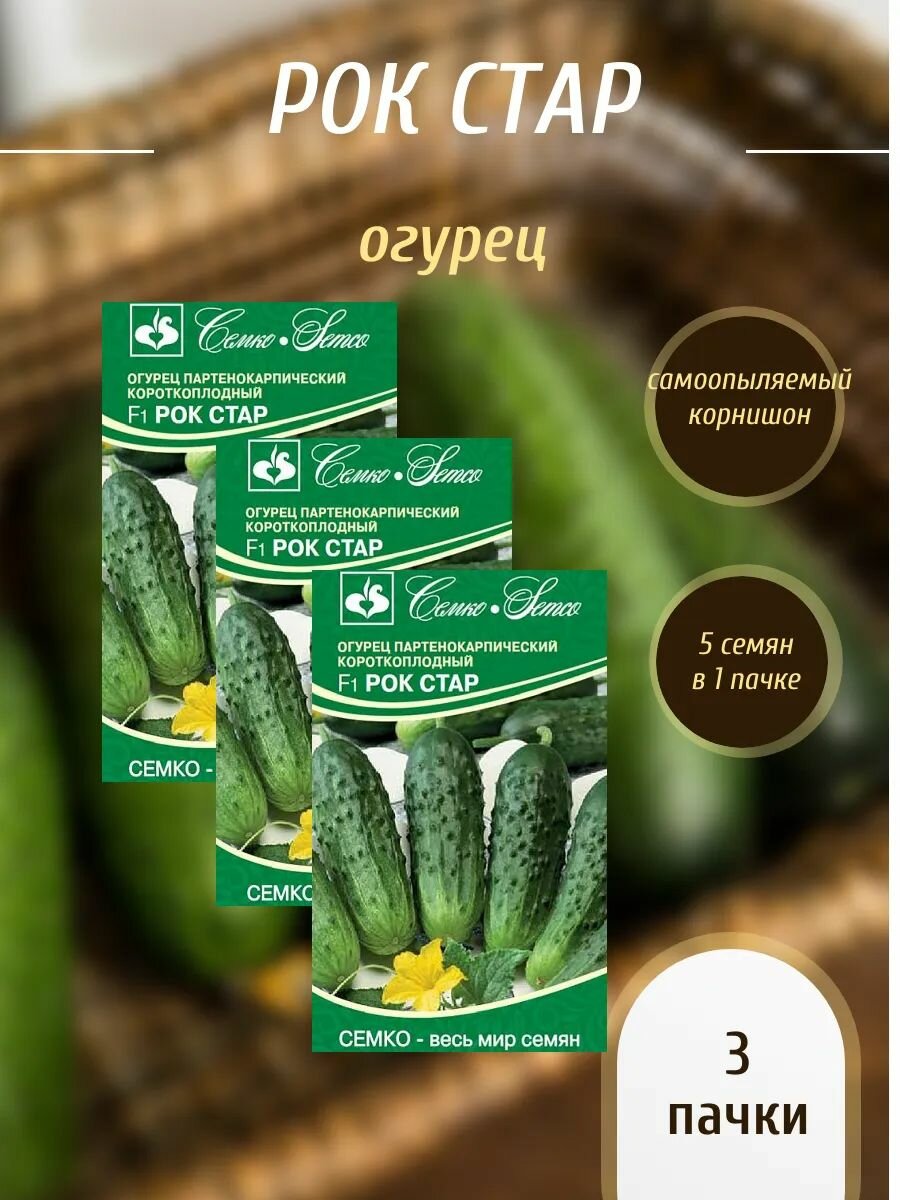 Огурец Рок Стар-3 пачки по 5 семян