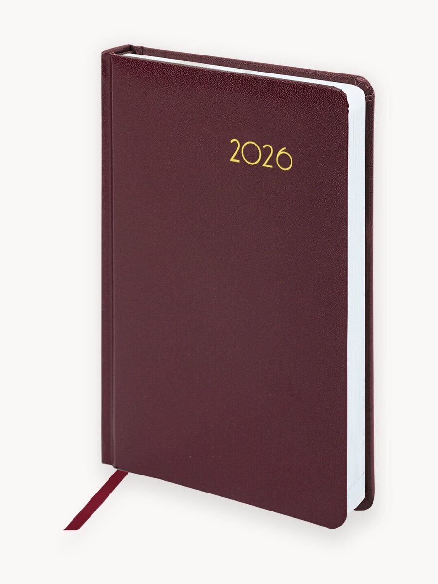 Ежедневник датированный 2026, планер планинг, записная книжка А5 138x213 мм, бордовый, Brauberg, 117084