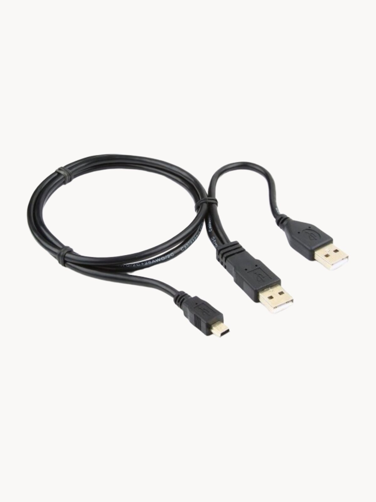 Кабель USB2.0 Cablexpert CCP-USB22-AM5P-3, AM/MiniUSB+AM, медь, двойн. экран, Pro, 0.9м, черный