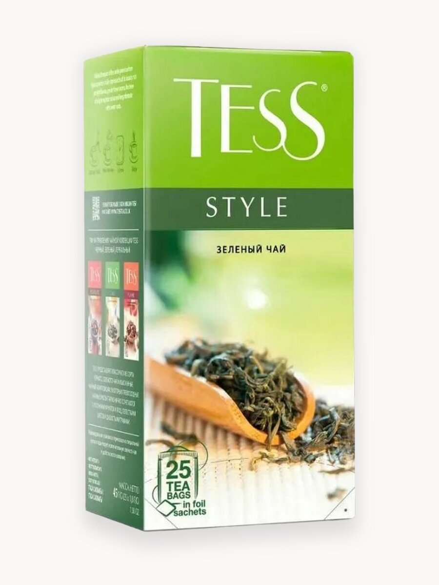Чай зеленый Tess Style , пакетированный, без добавок, 25 пак
