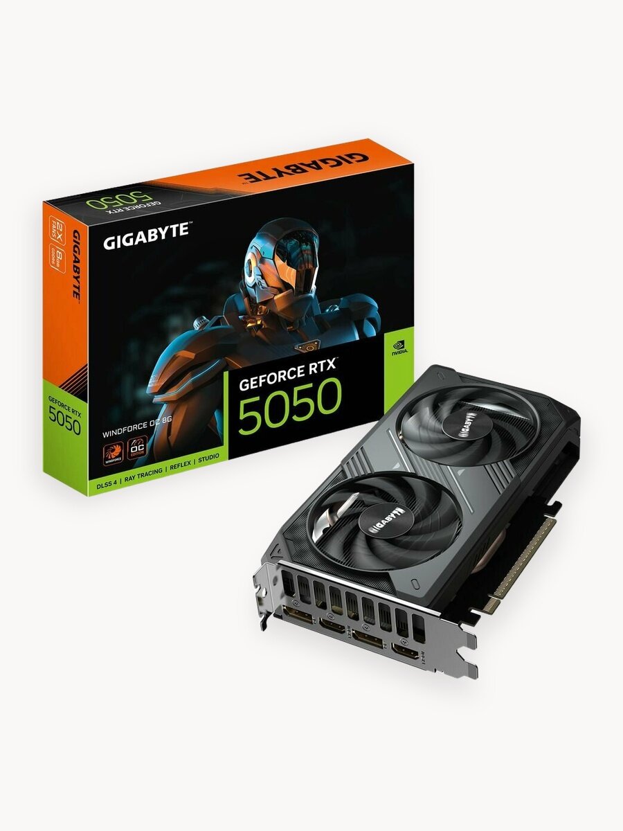 Видеокарта Gigabyte RTX5050 WINDFORCE OC 8GB GDDR6 128bit 2xDP 2xHDMI 2FAN RTL