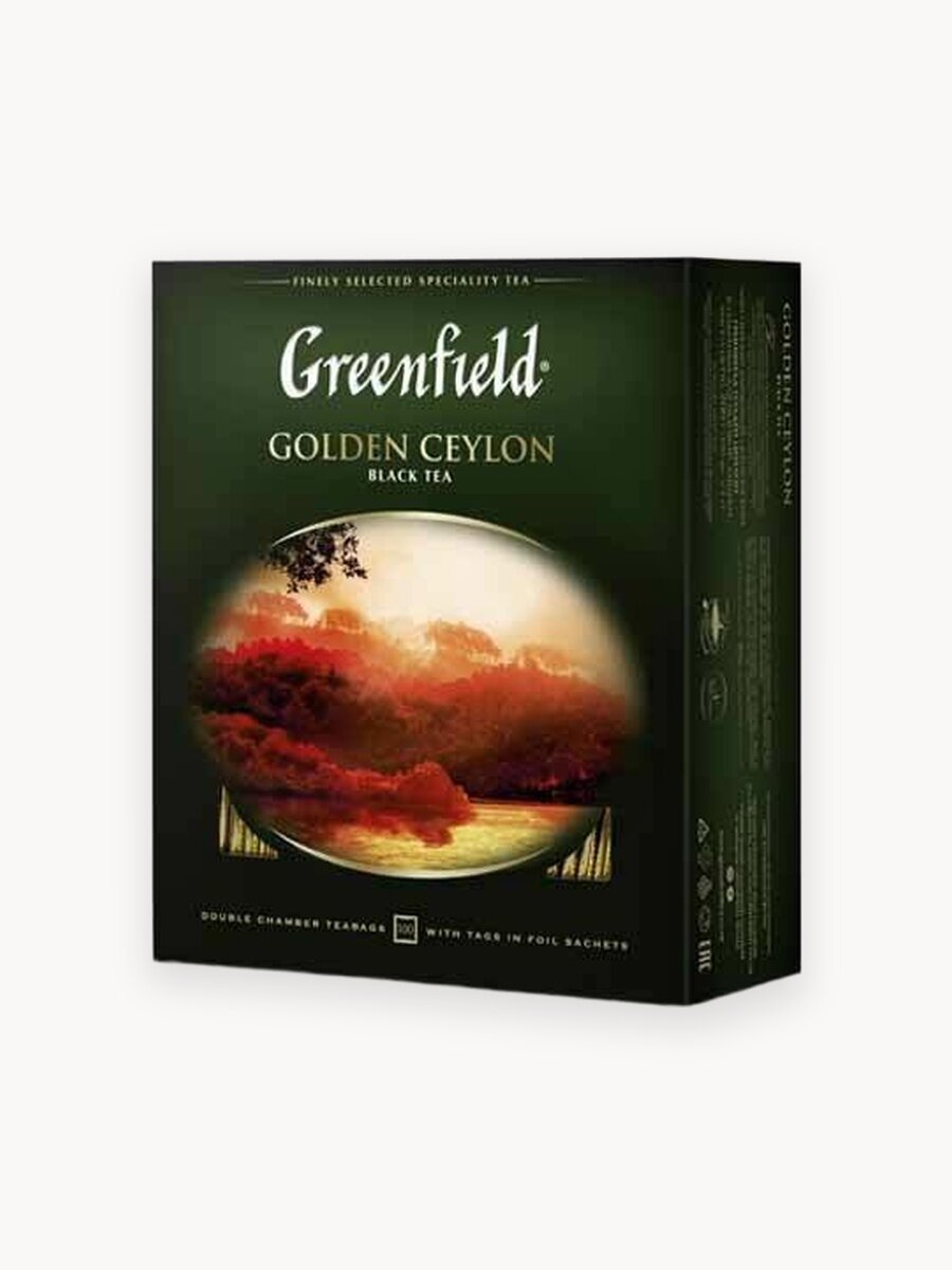 Чай черный в пакетиках из фольги Greenfield Golden Ceylon, 100 пак/уп (Гринфилд)