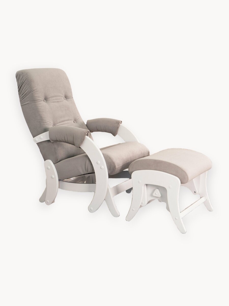 Кресло-качалка Glider 68, с пуфиком, маятниковый механизм, велюр, нагрузка 120кг