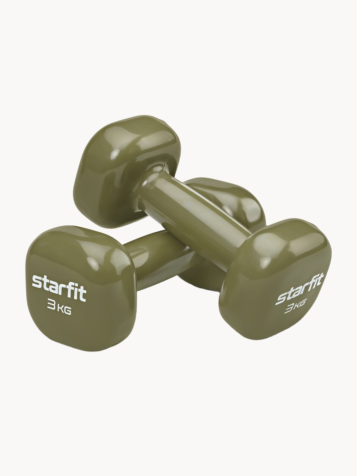 Гантели для фитнеса виниловые набор гантелей STARFIT DB-105 3 кг, оливковый, 2 шт